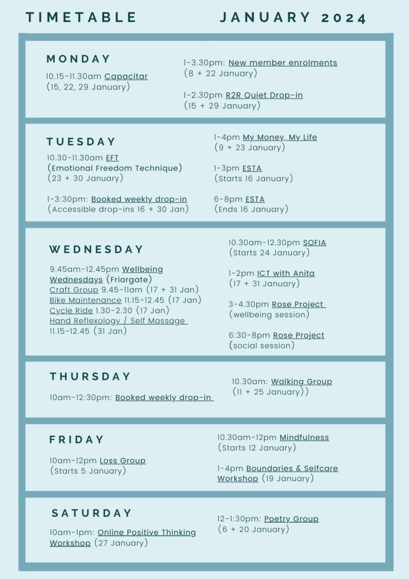 Activity Timetable – Kyra Women's Project